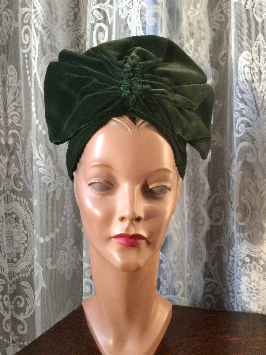 1940s Green Velvet Turban – Hollyland Vintage
